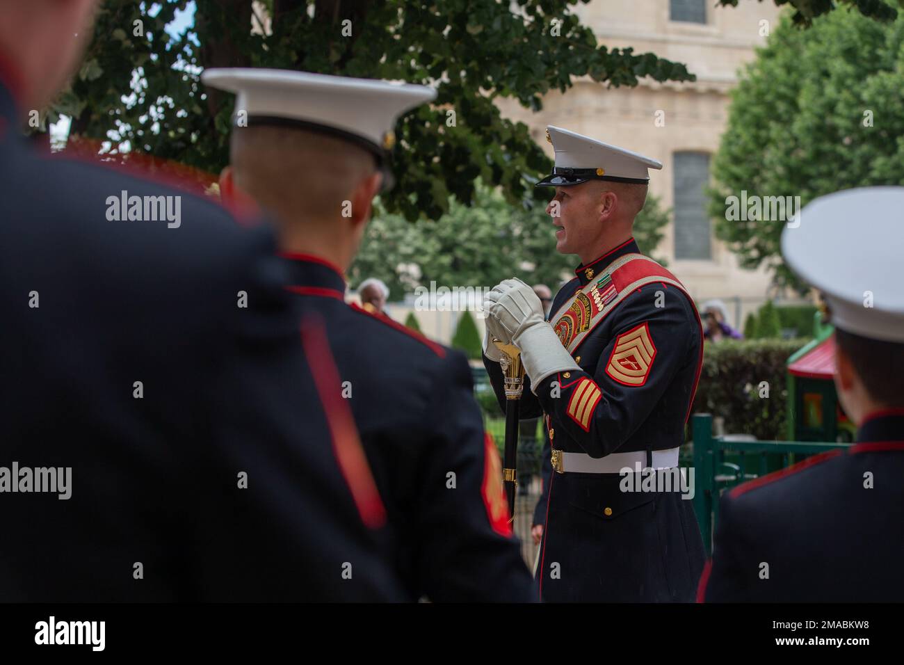 U.S. Marine Corps Gunnery Sgt. Bryan Williams, the Drum Major with the ...