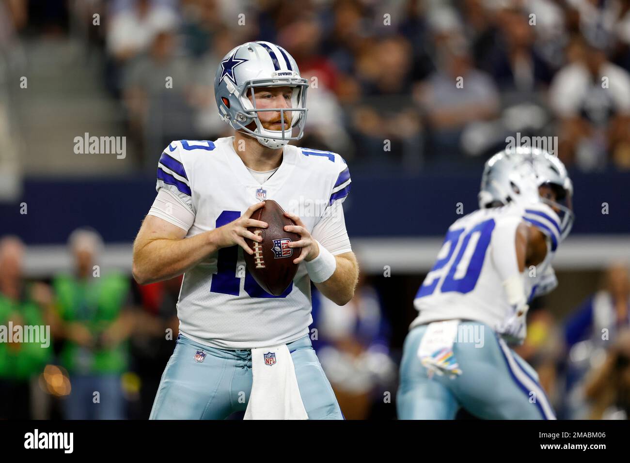 Dallas Cowboys quarterback Cooper Rush (10) looks to pass during an NFL ...