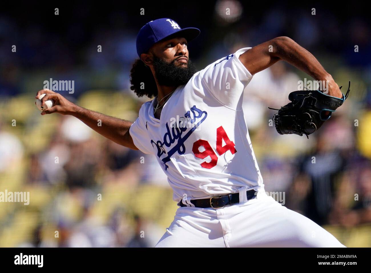 Los Angeles Dodgers relief pitcher Andre Jackson throws to a Colorado ...