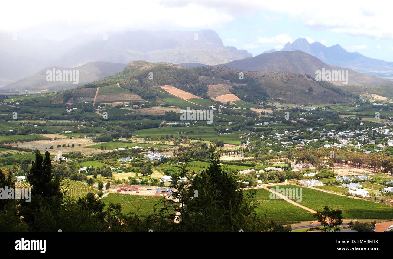 Franschhoek wine valley, Western Cape, South Africa Stock Photo - Alamy