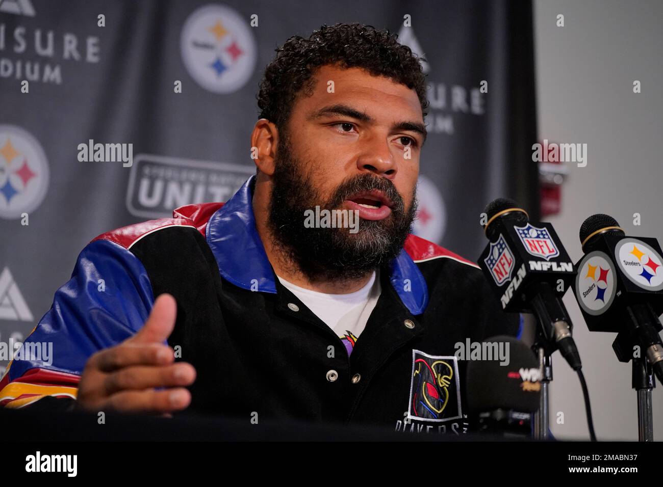 Pittsburgh Steelers Cam Heyward meets with reporters after an NFL ...