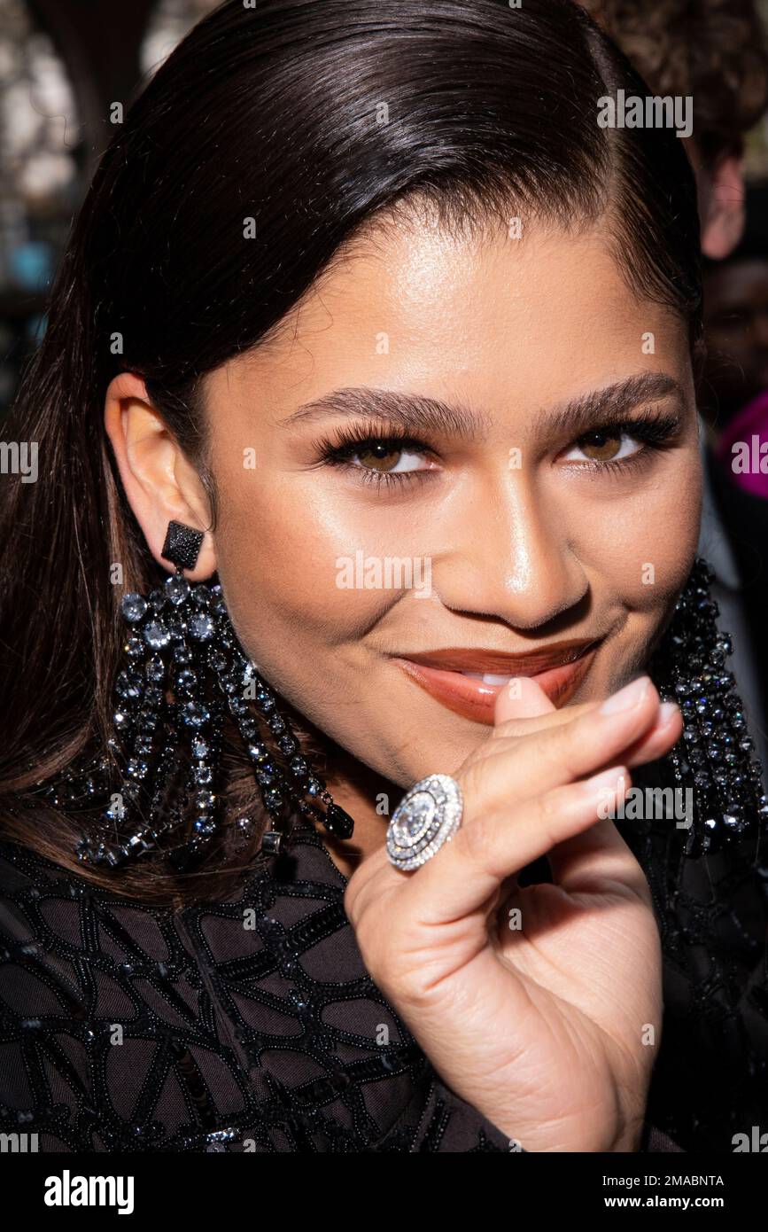 Zendaya poses for a photographer upon arrival at the Valentino ready-to ...