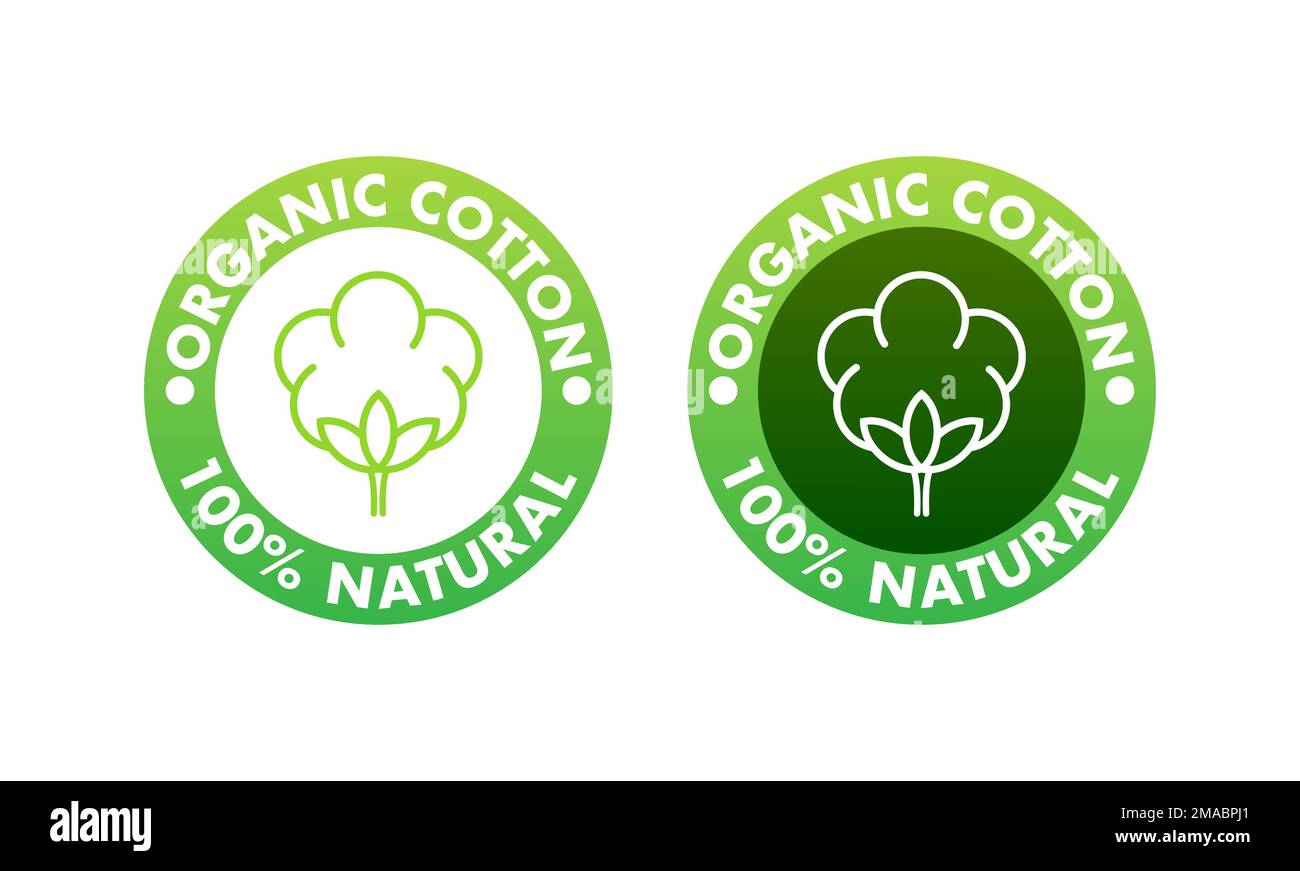 100 cotton label. Natural fiber sign. Vector stock illustration Stock ...