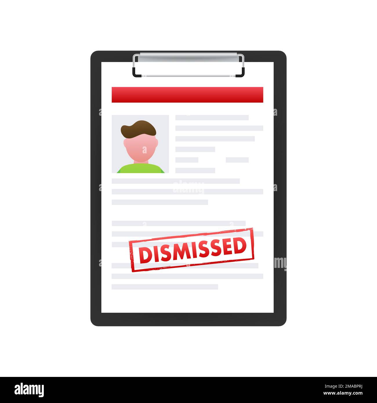 Dismissal document, dismissed stamp. Getting fired. Vector stock ...