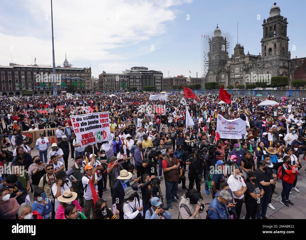 Demonstrators gather on Mexico City's main square The Zocalo, during a ...