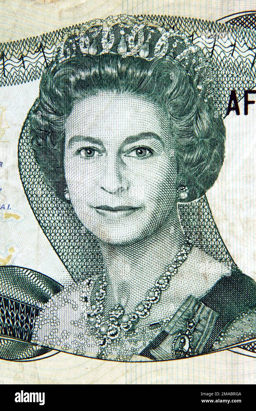 Queen Elizabeth the second portrait on the Bahamas banknote Stock Photo ...
