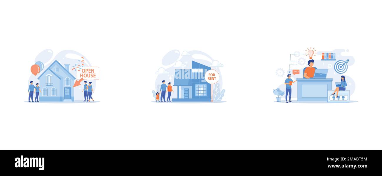 People going to housewarming party flat characters, Family moving to ...