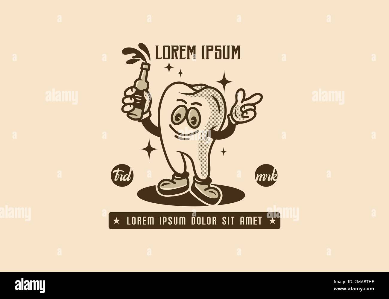 An illustration badge design of a tooth mascot character Stock Vector ...