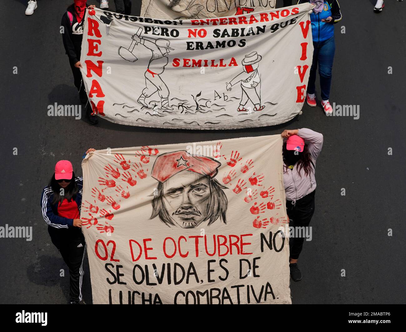 People march in remembrance of the Tlatelolco student massacre, in ...