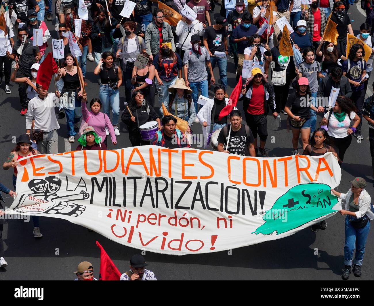 People march in remembrance of the Tlatelolco student massacre, in ...