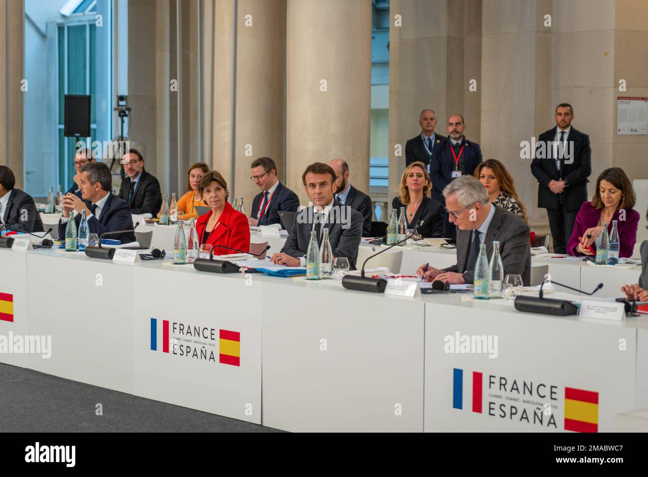 Barcelona, Spain. 19th Jan, 2023. French President Emmanuel Macron ...