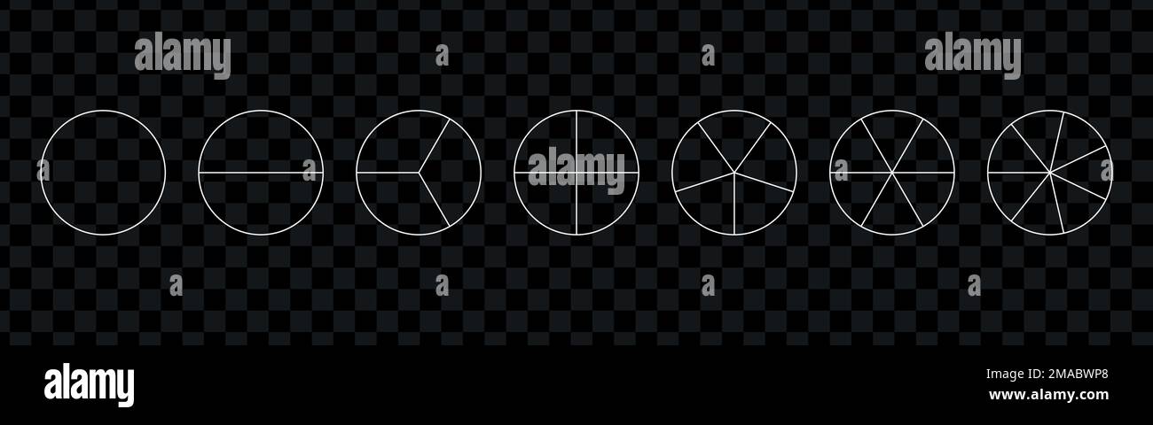 Segment slice set. Pie chart . Diagram with 2,3,4,5,6 sections or steps ...
