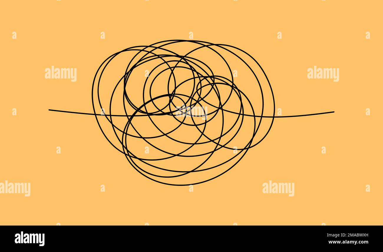 Scribble chaos line. Abstract random labyrinth in doodle style. Hand ...