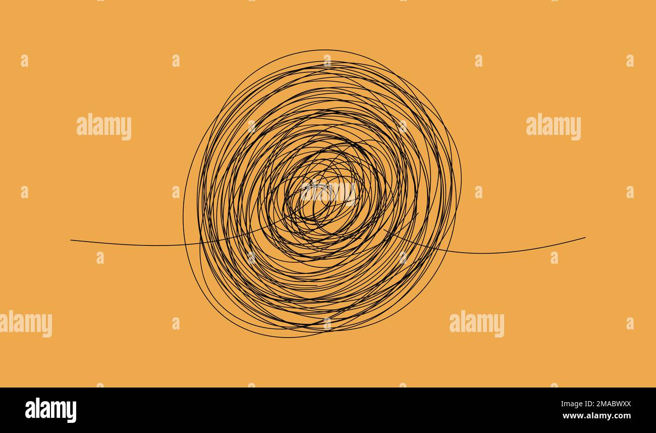 Hand drawn scribble chaos line. Abstract random labyrinth in doodle ...