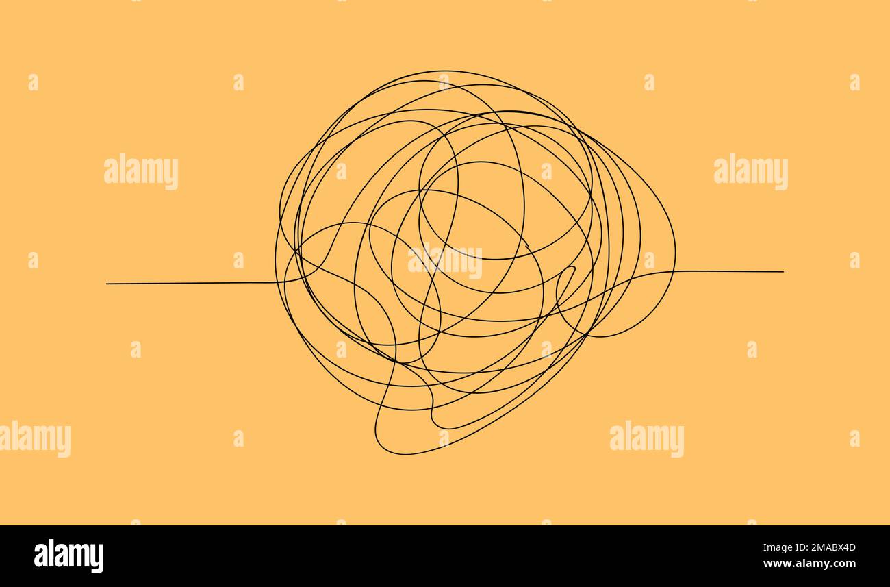 Scribble chaos line. Abstract random labyrinth in doodle style. Hand ...