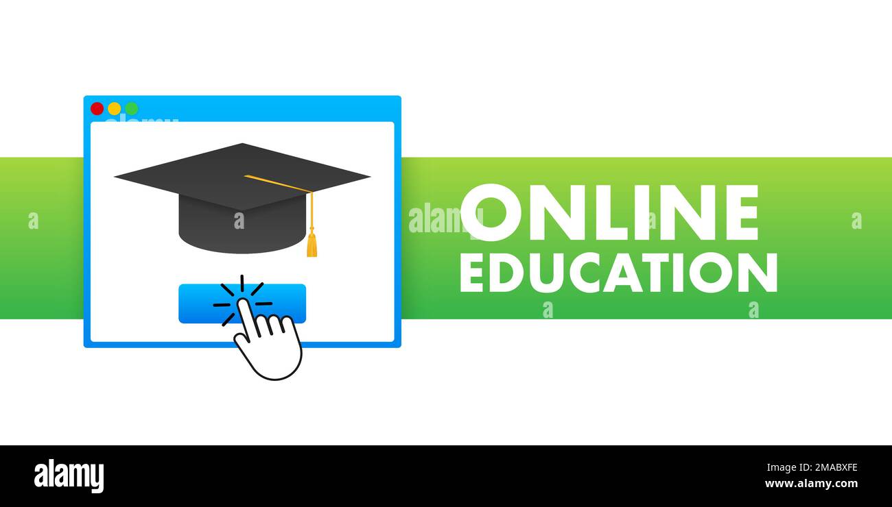 E-learning, Online education concept banner. Online training courses. Tutorials. Vector ...