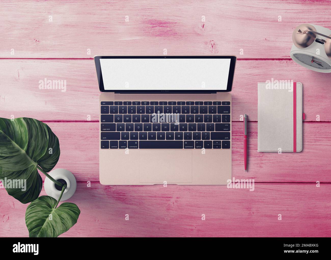 mockup of pink desk with pink wooden table Stock Photo - Alamy