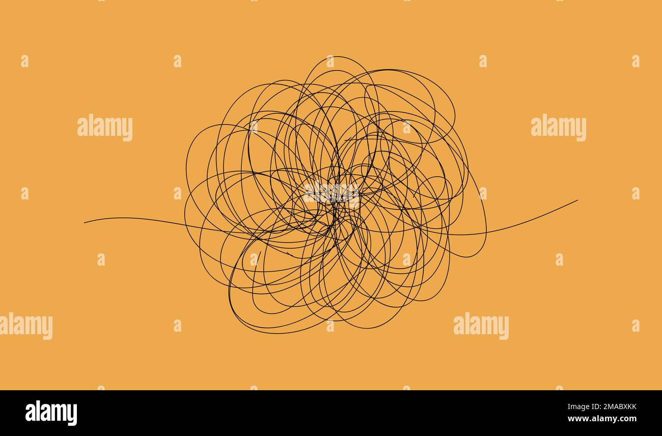 Scribble chaos line. Abstract random labyrinth in doodle style. Hand ...