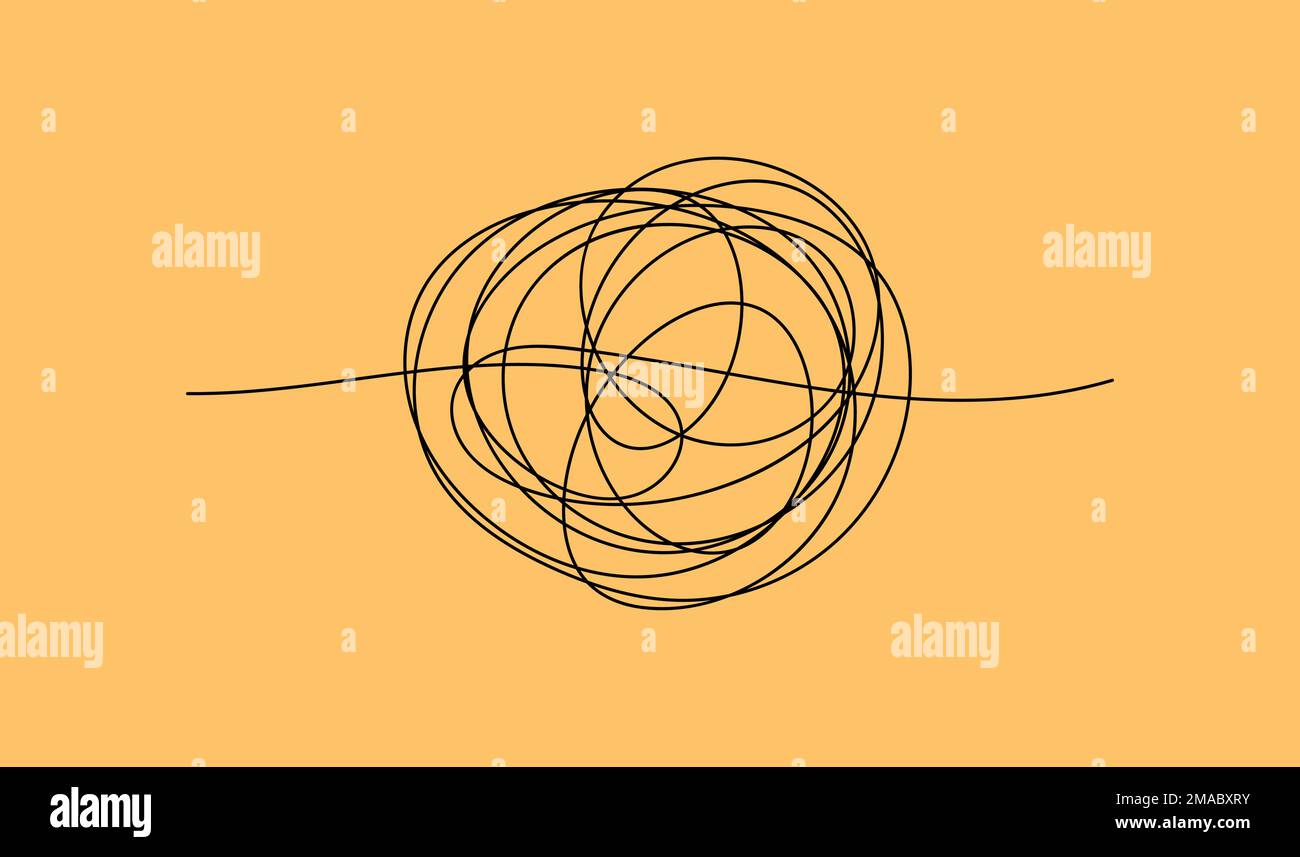 Scribble chaos line. Abstract random labyrinth in doodle style. Hand ...