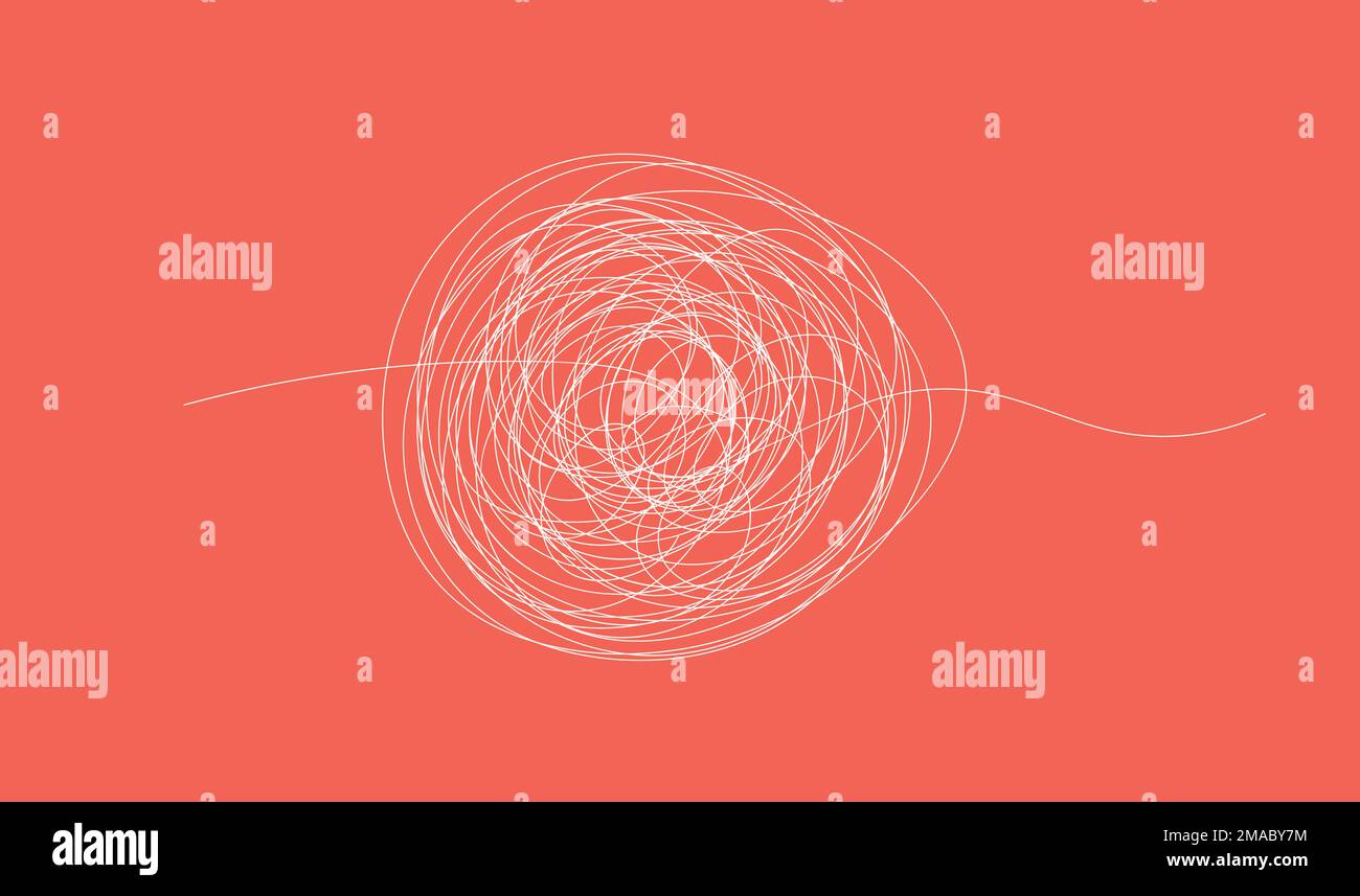 Hand drawn scribble chaos line. Abstract random labyrinth in doodle ...