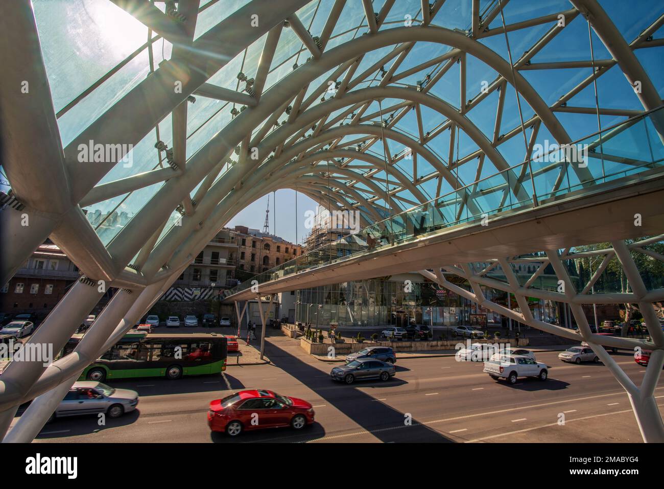Peace Bridge in tbilisi - part next to Old town (Dzveli Tbilisi) . Tv ...