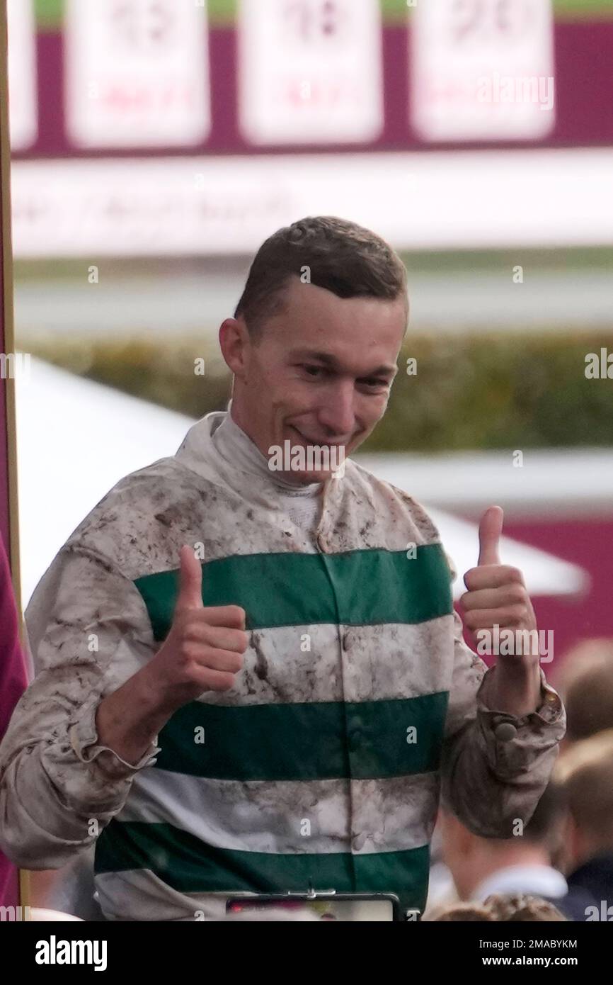 British jockey Luke Morris thumbs up after winning the Qatar Prix de l ...