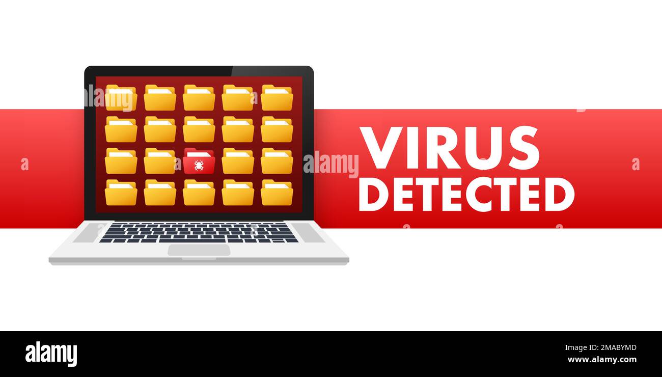 Virus detected, alert message. Cyberattack. Emergency alert. Vector ...