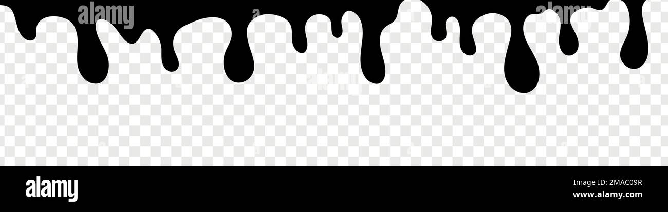 Liquid paint dripping. Black melt drop set. Blood, oil and liquid blob ...