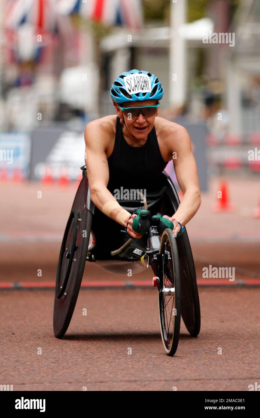 Susannah Scaroni of the United States crosses the line in second place ...