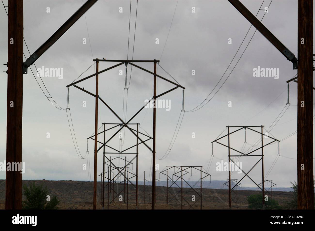 Transmission lines leading from the San Juan Generating Station near ...