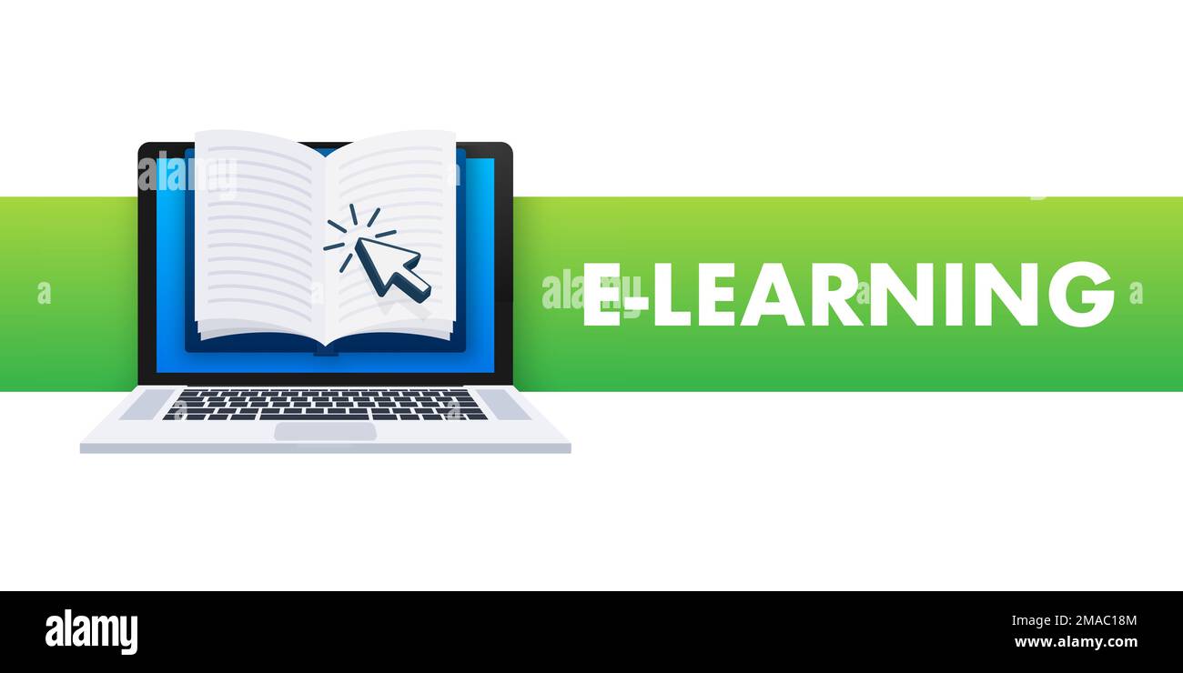 E-learning, Online education concept banner. Online training courses. Tutorials. Vector ...