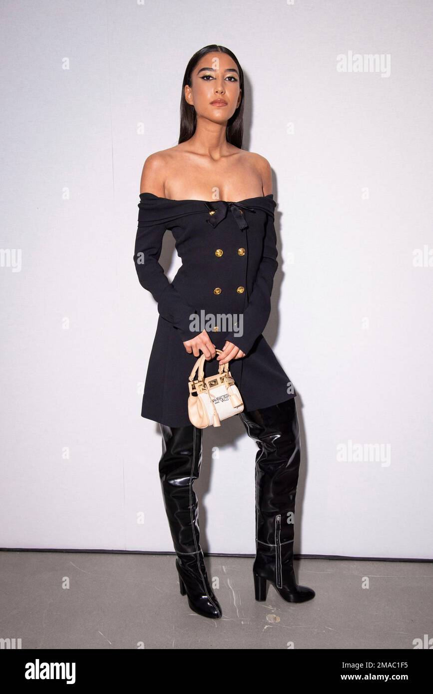 Milla Lapidus arrives for the Giambattista Valli ready-to-wear Spring ...