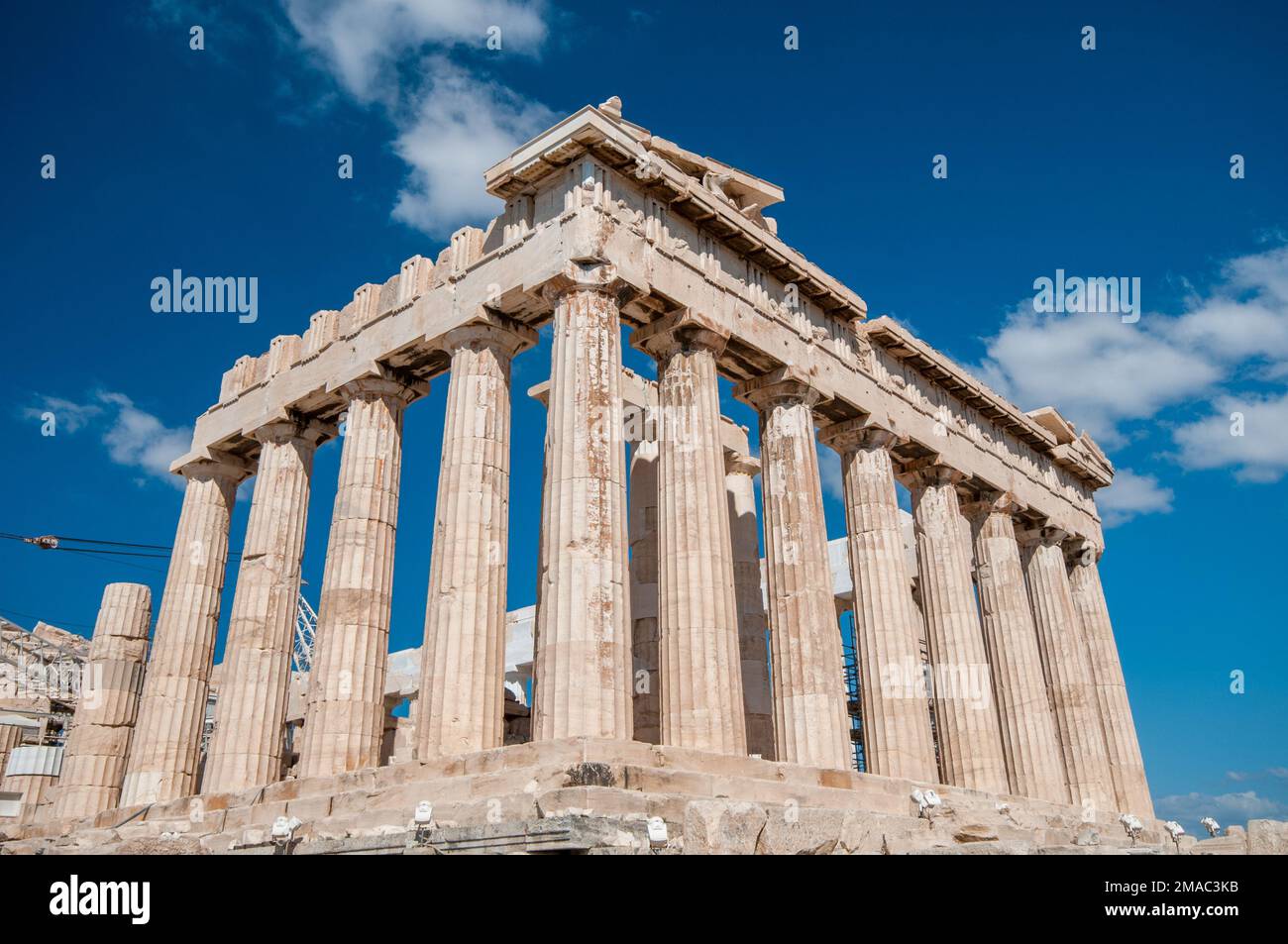 Ancient temple of parthenon with symmetrical columns at acropolis hill in Athens, Greece Stock ...