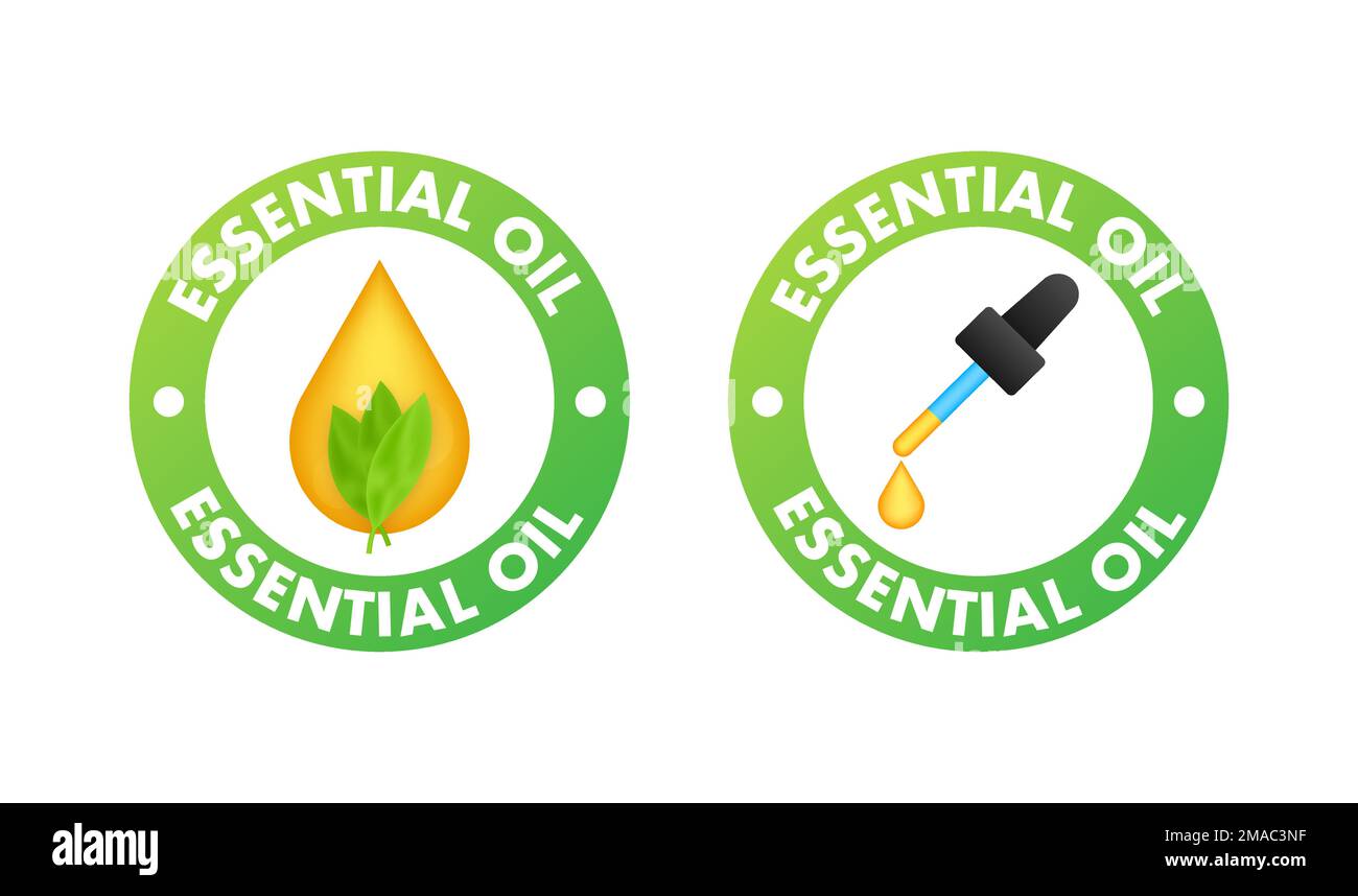 Essential oil sign, label. Vector stock illustration Stock Vector Image ...