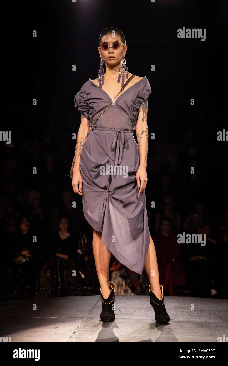 A model wears a creation for the Vivienne Westwood ready-to-wear Spring ...