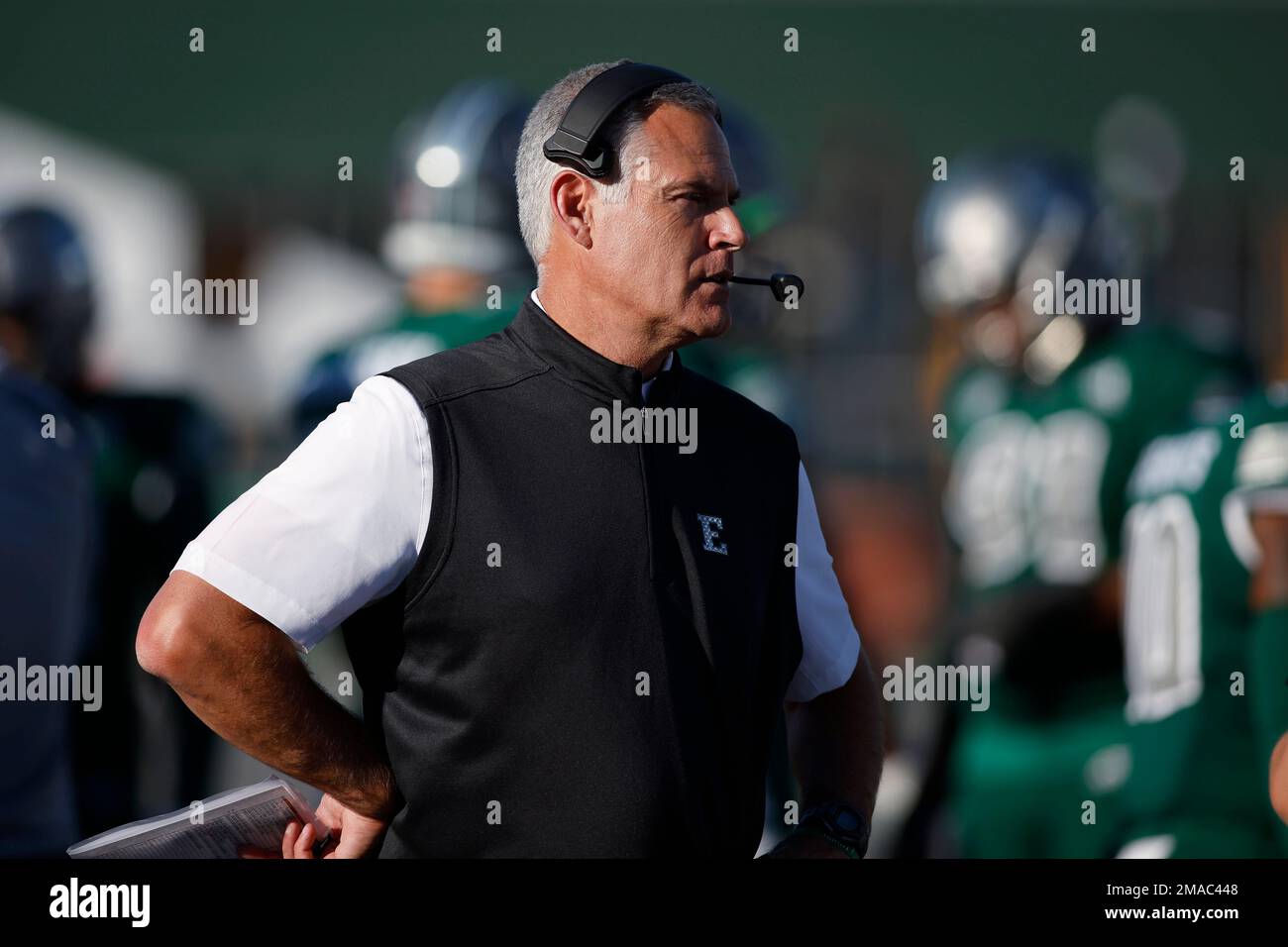 Eastern Michigan coach Chris Creighton watches from the sideline during ...