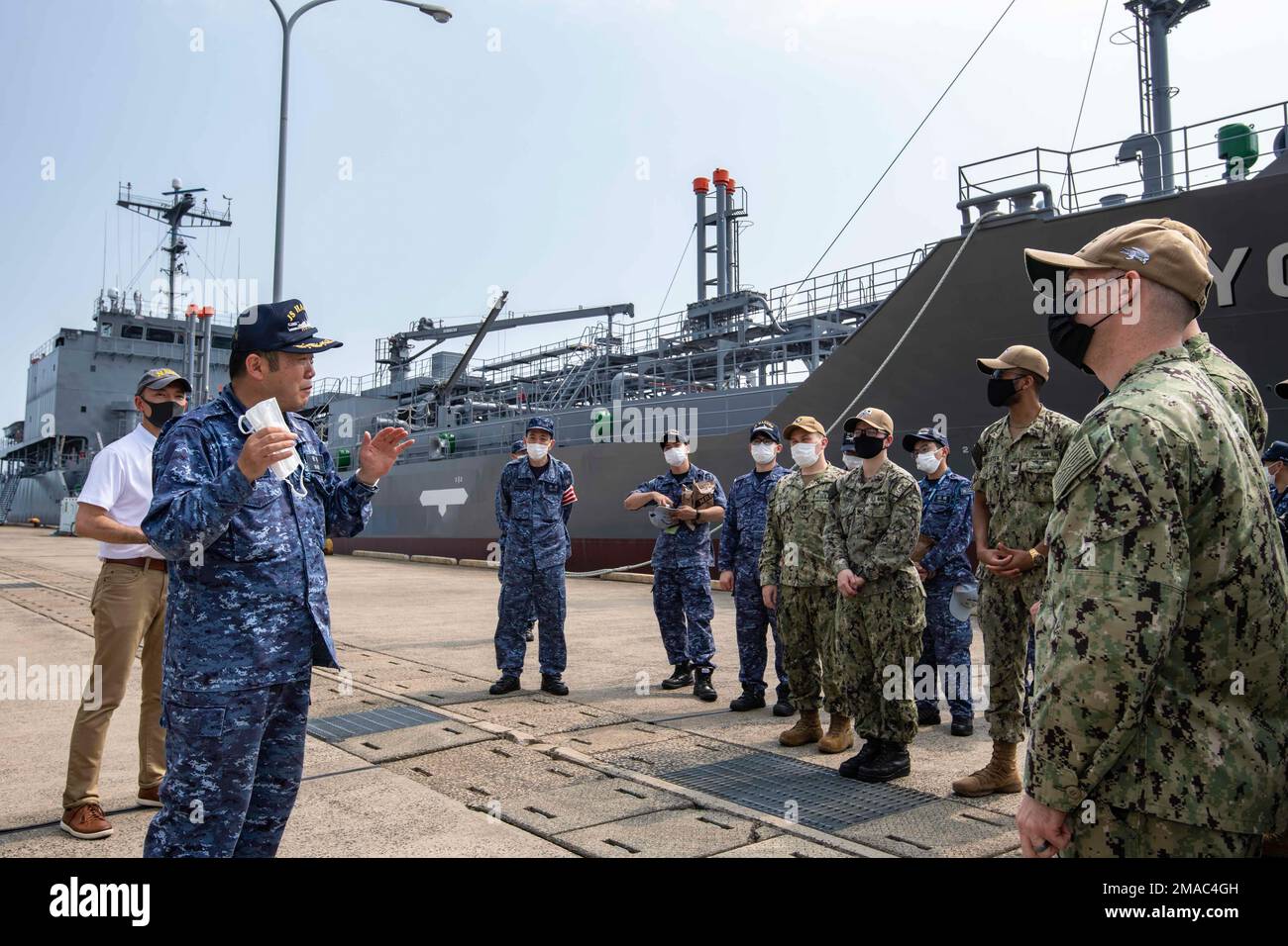 Japan Maritime Self-Defense Force Capt. Tsuyoshi Sato, commanding officer of the Maya-class ...