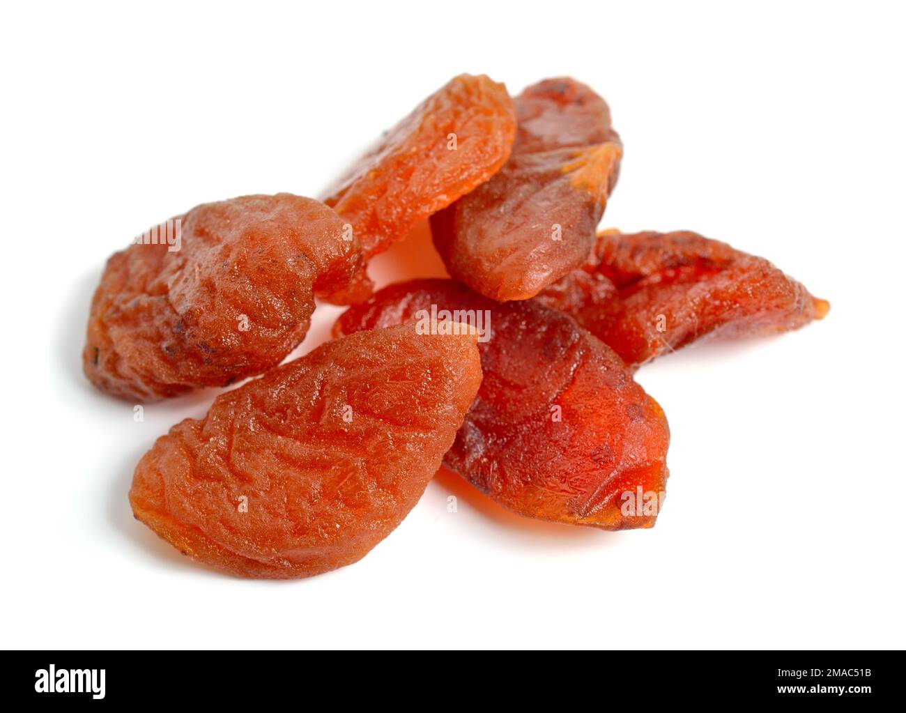 Whole Sun-dried apricots without stones. Isolated on white background ...