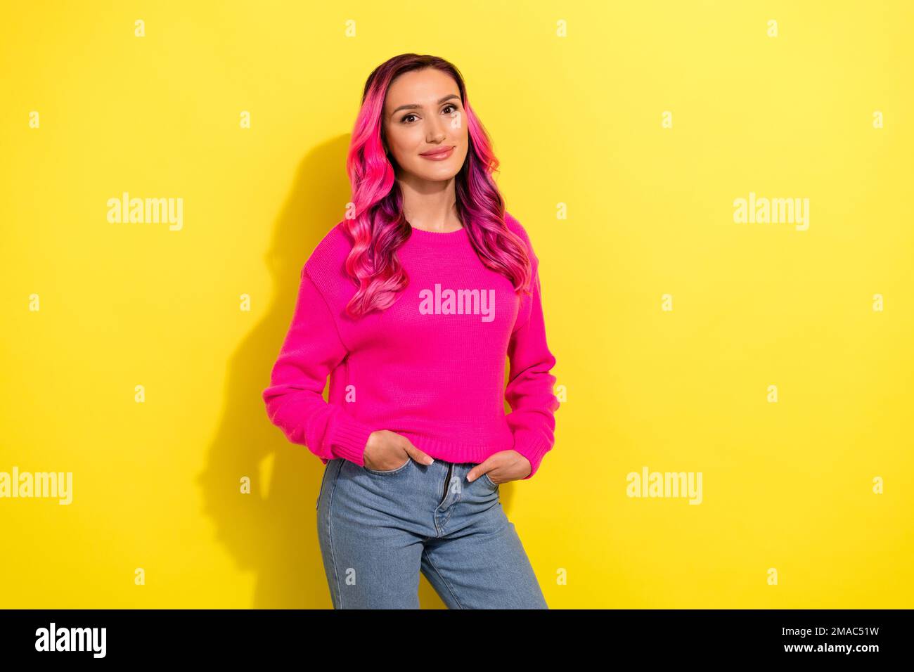 Photo of positive lovely lady youth have live stream blog dying ...