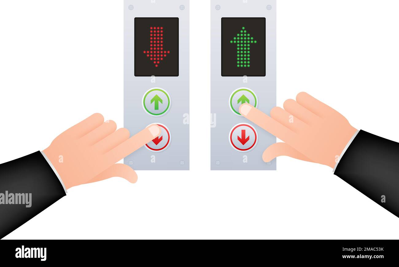 Button call elevator, lift. Finger on the button. Vector stock illustration Stock Vector Image ...