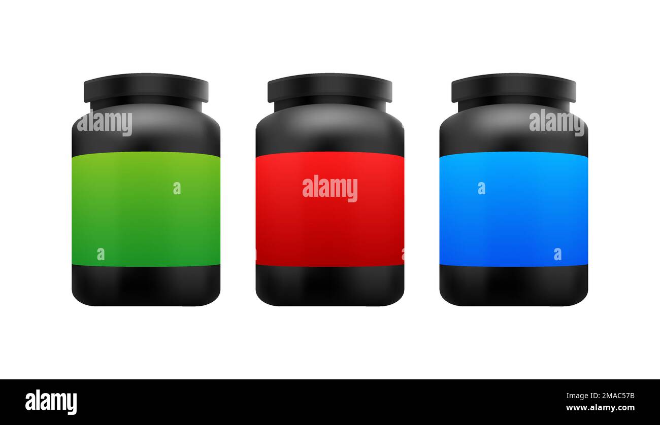 Protein supplement jar mockup. Sport or dietary nutrition. Bottle ...