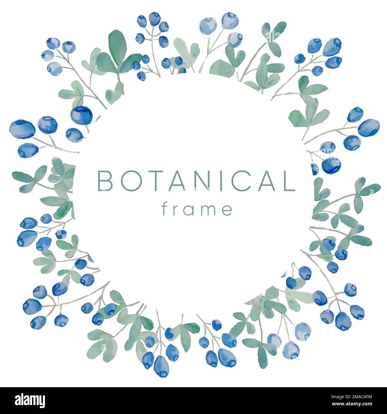 Watercolor wild berries frame. Hand drawn floral card design with ...