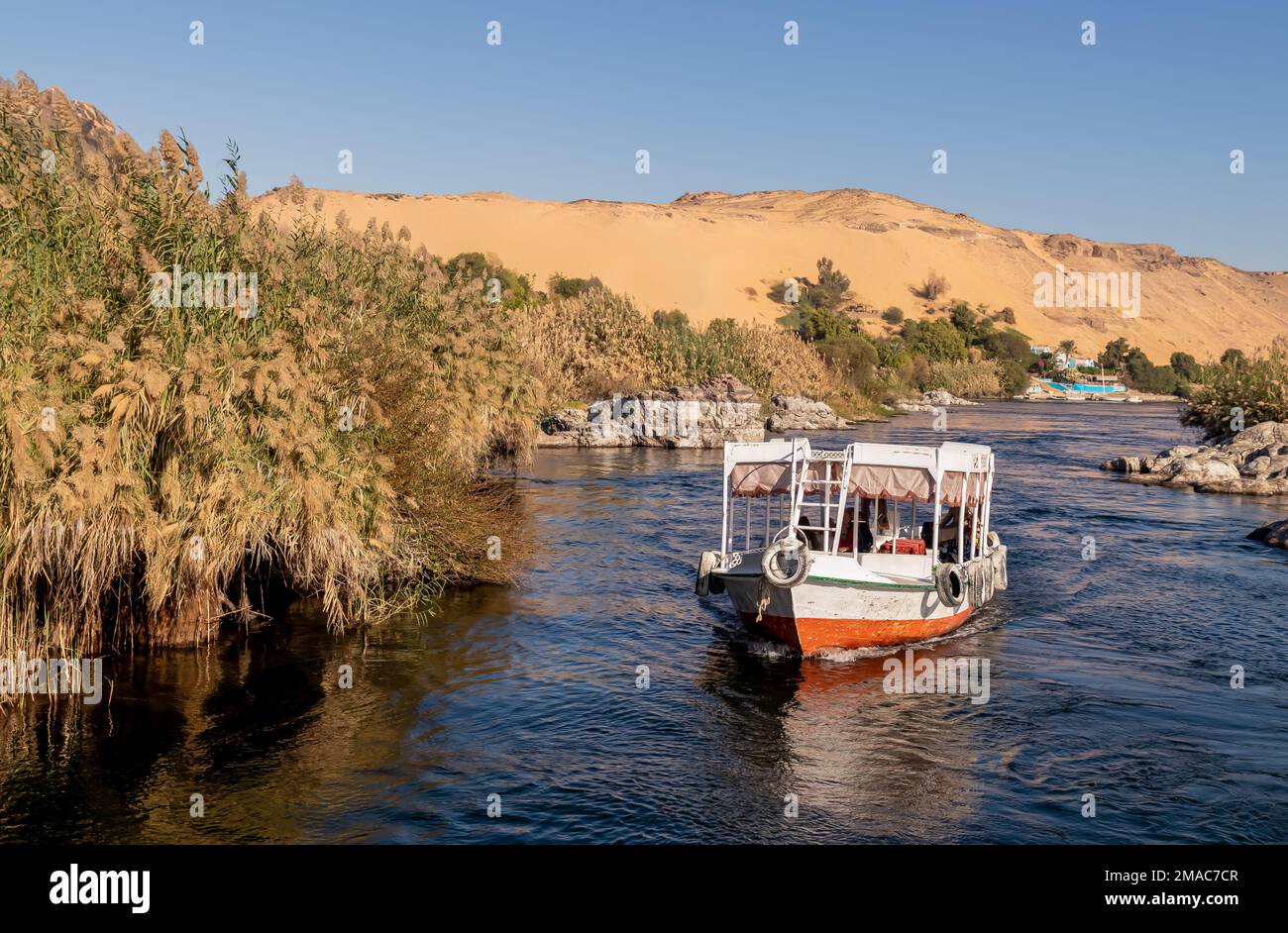 Close up view of colorful faluca traditional boat sailing in the river ...
