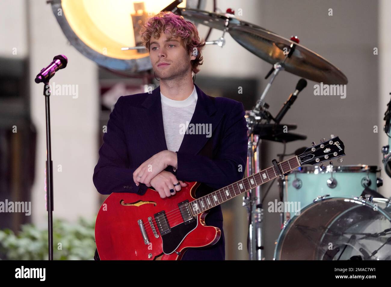 Luke Hemmings from the band 5 Seconds of Summer performs on NBC's Today ...