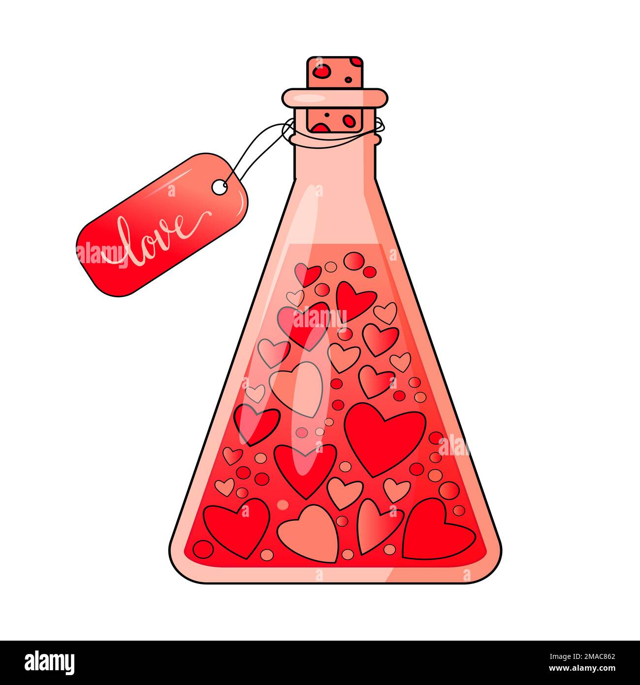 Chemistry flask with hearts and love poison valentines day icon ...