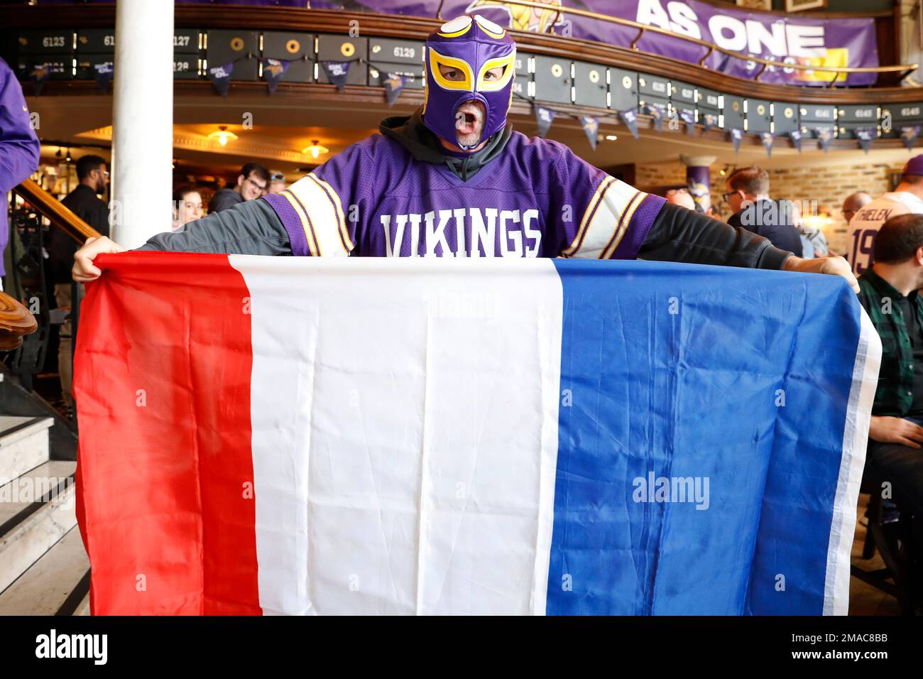 A fan poses for a photo at the Vikings pub event at The Barrow Boy ...