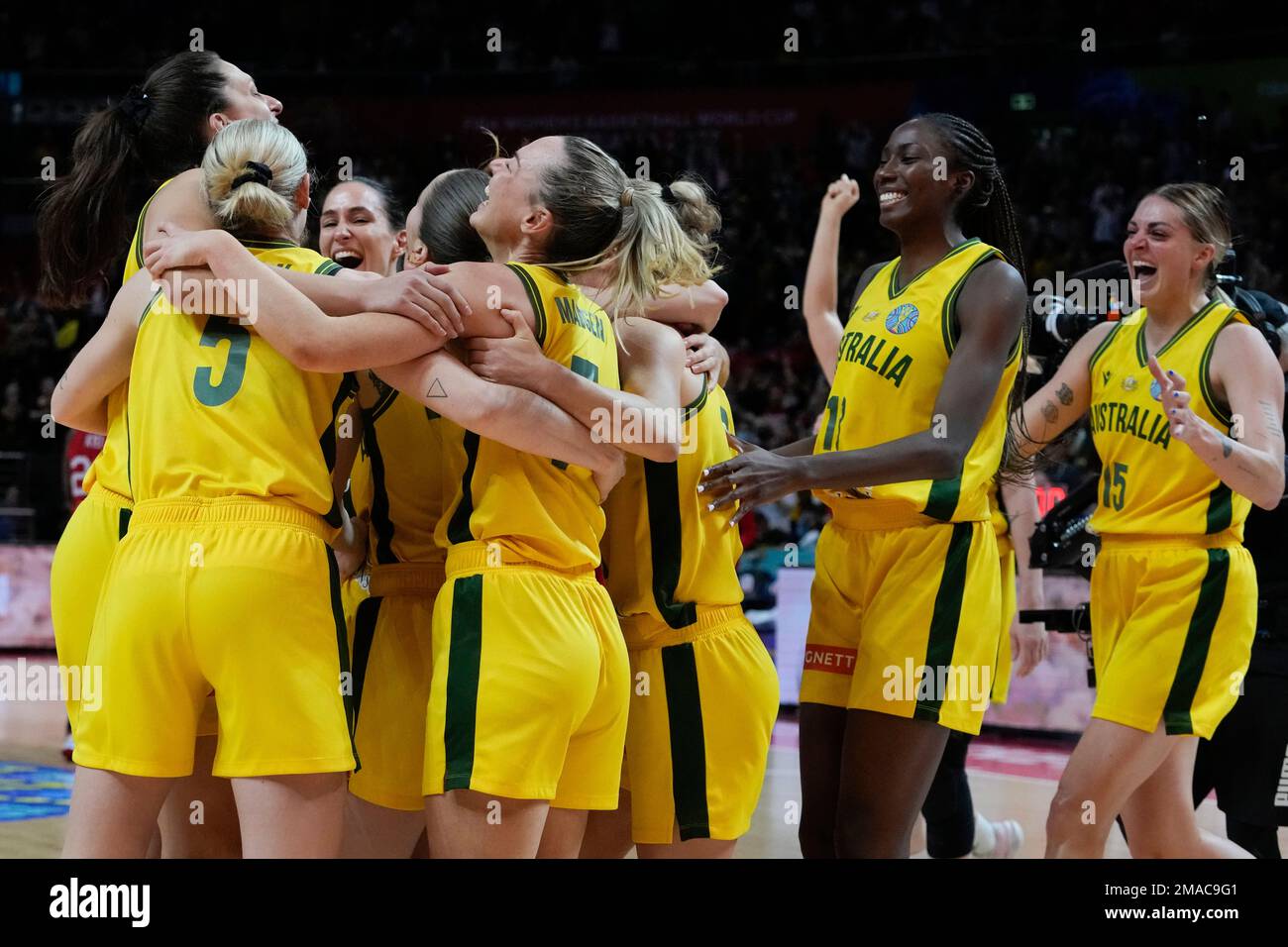 Australian players celebrate after defeating Canada in their bronze ...