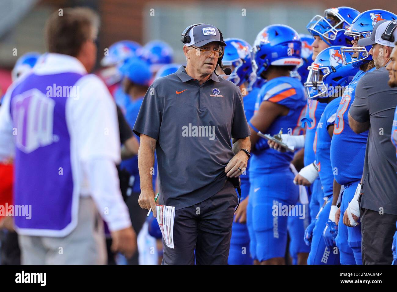 New Boise State offensive coordinator Dirk Koetter walks the sideline ...