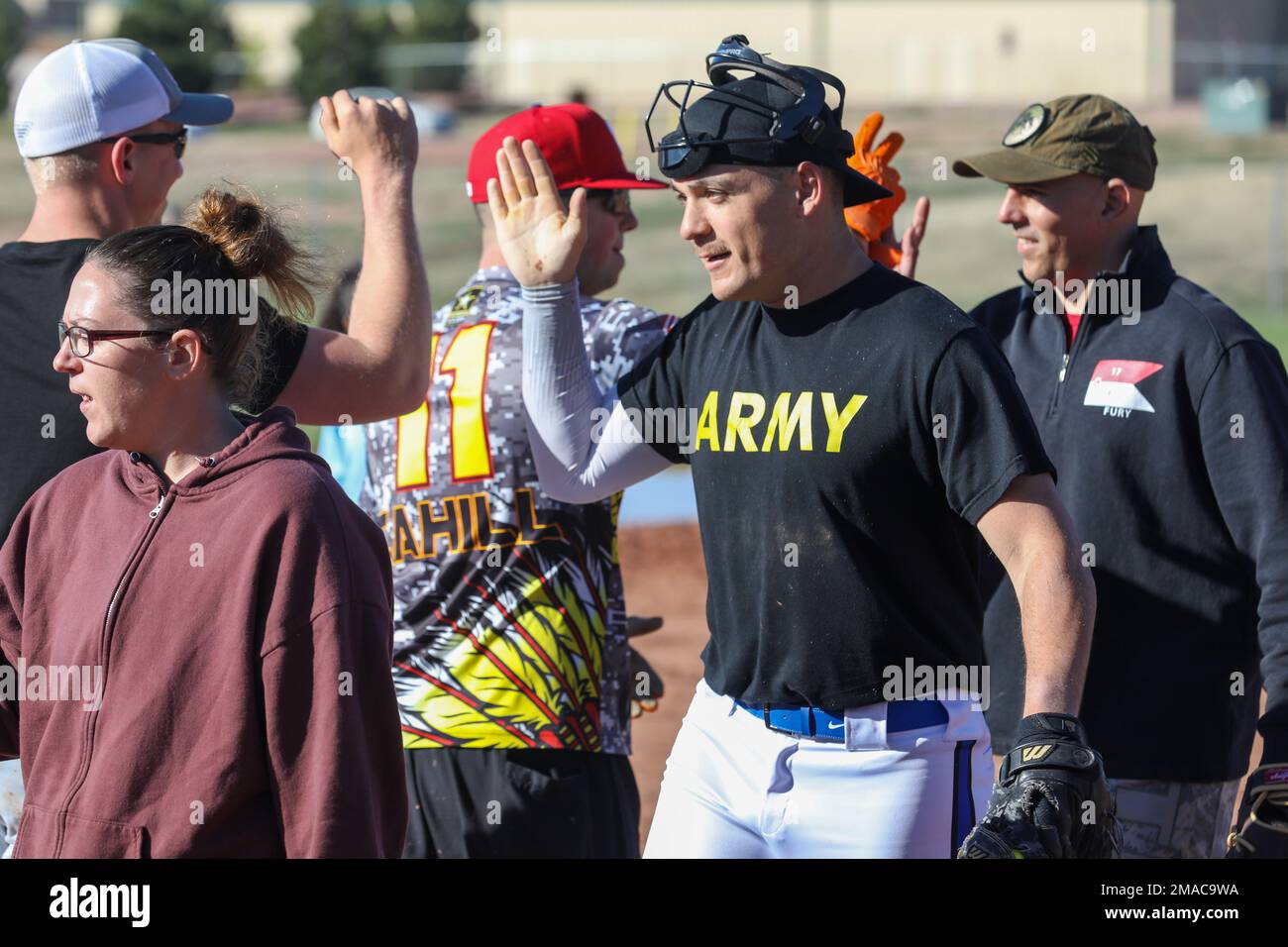 4th Infantry Division Soldiers congratulate one another after a ...