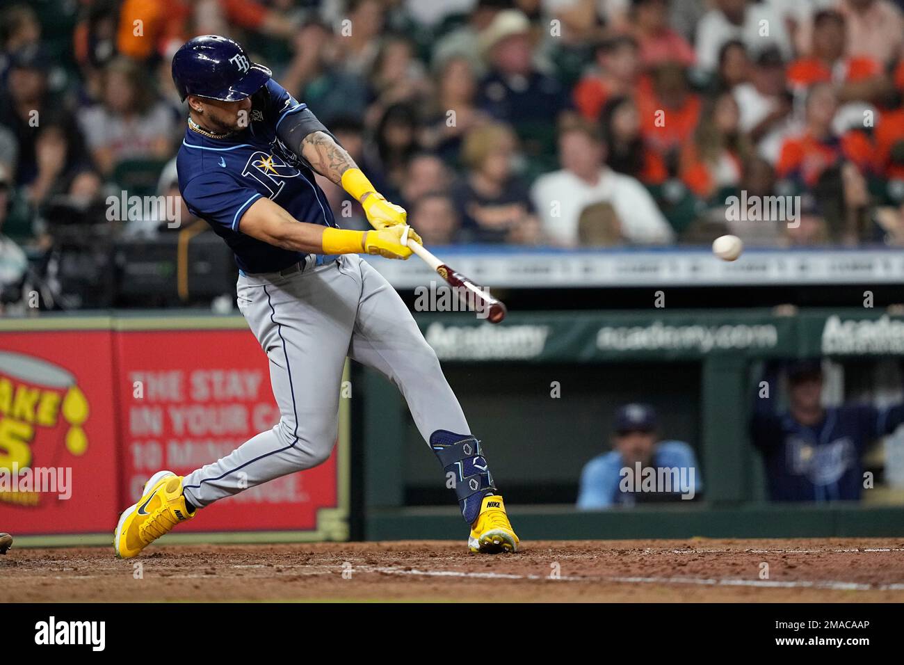Tampa Bay Rays' Jose Siri hits a RBI double against the Houston Astros ...